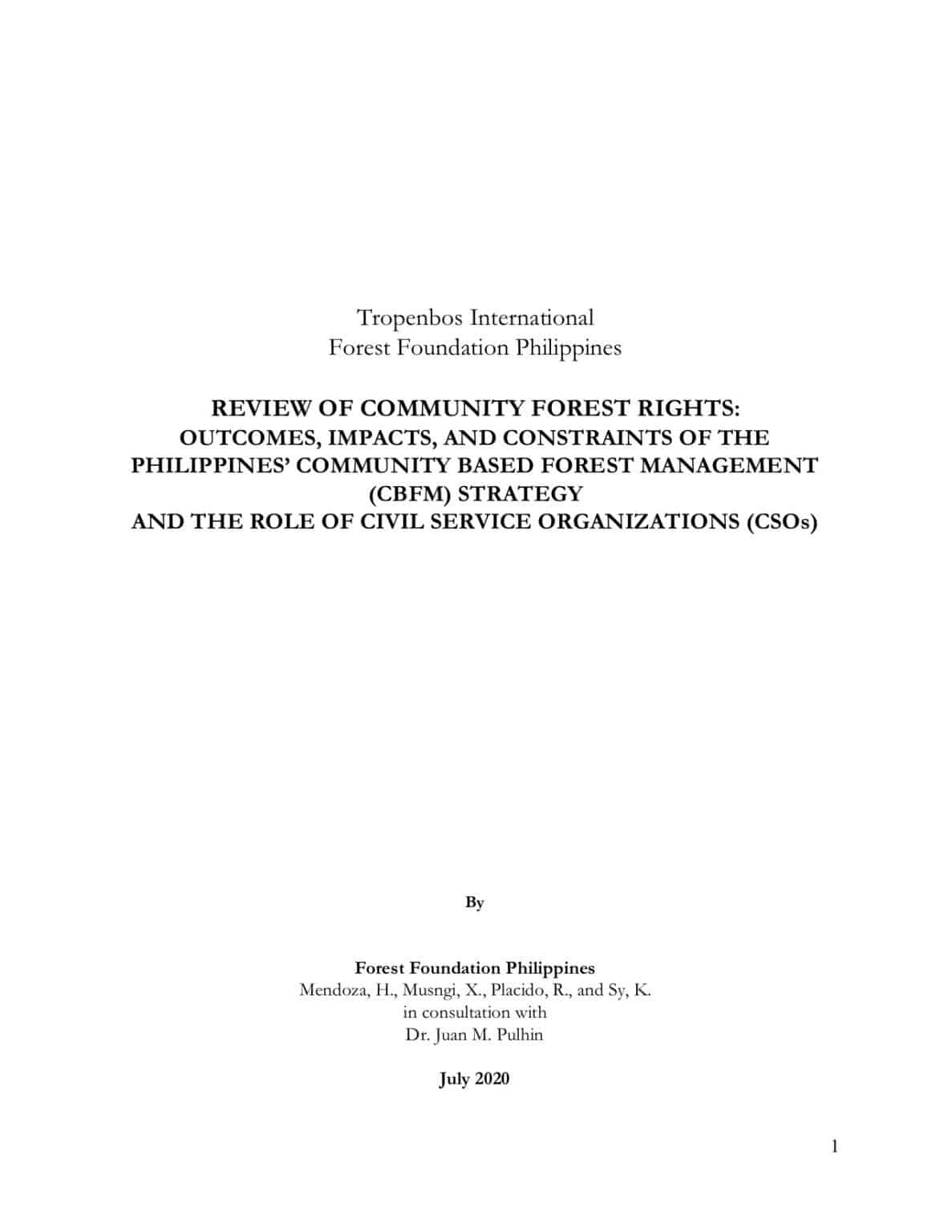 Review of Community Forest Rights: Outcomes, Impacts, and Constraints ...