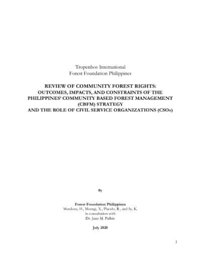 Review of Community Forest Rights: Outcomes, Impacts, and Constraints ...