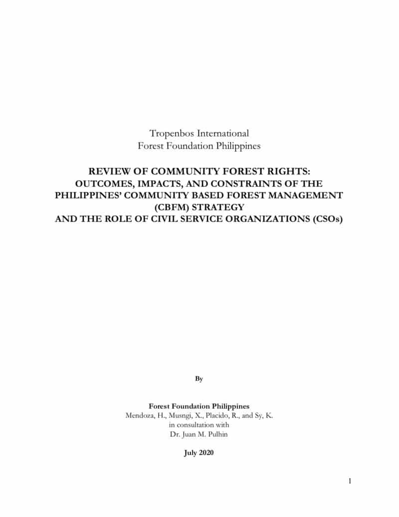 Review of Community Forest Rights: Outcomes, Impacts, and Constraints ...